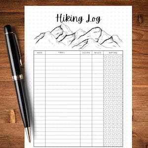 Hiking Log - PRINTABLE Journal Page - Hiking Tracker - Hike Tracker ...