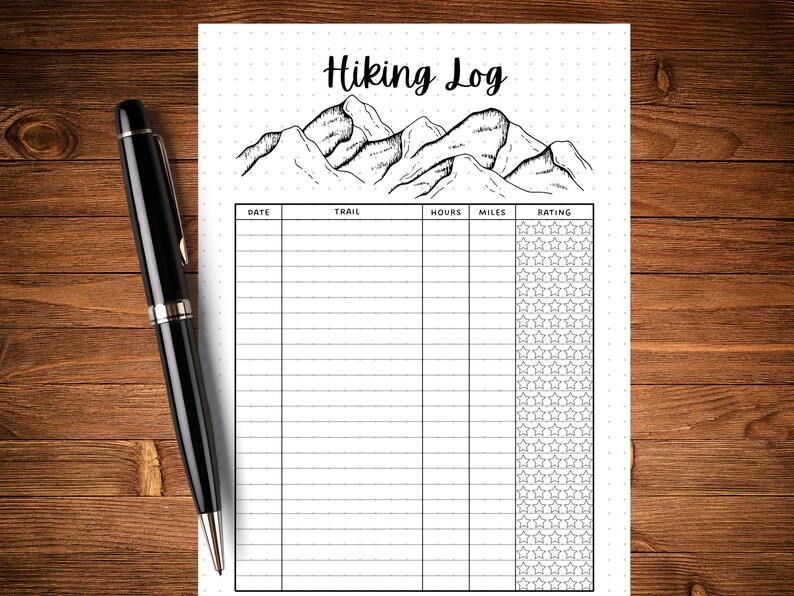 Hiking Log - PRINTABLE Journal Page - Hiking Tracker - Hike Tracker ...