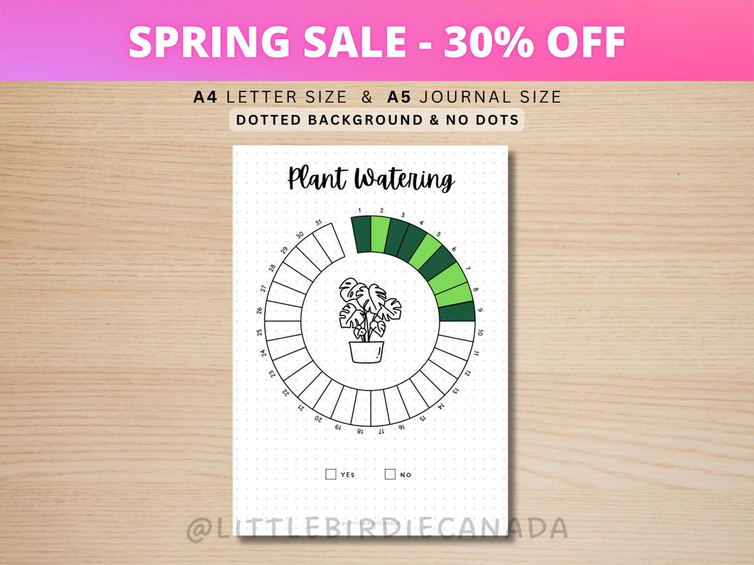 Plant Watering Tracker Monthly - PRINTABLE Journal Page - Planner Page ...
