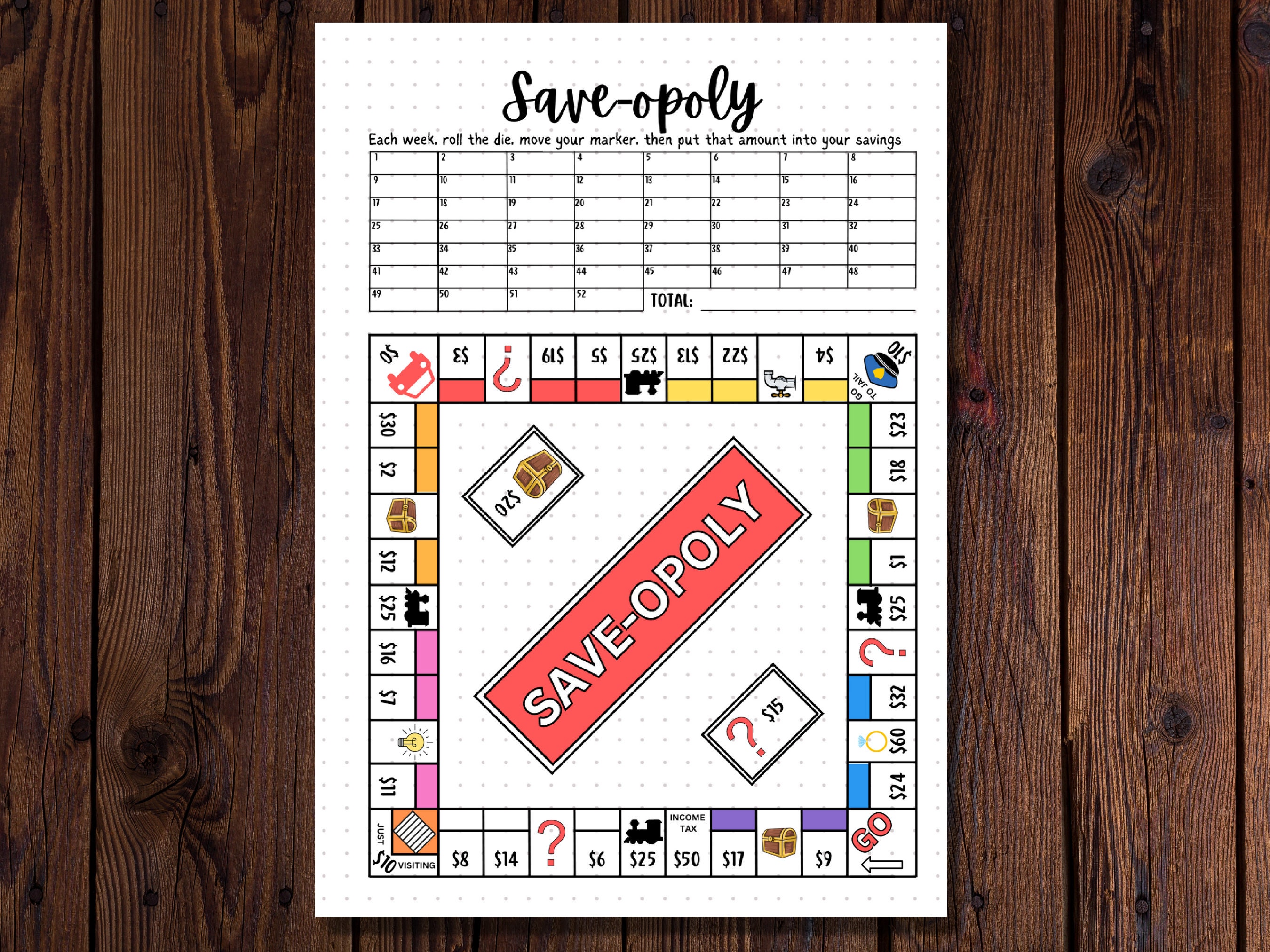 Saveopoly Savings Challenge Printable Bullet Journal Savings - Etsy Canada