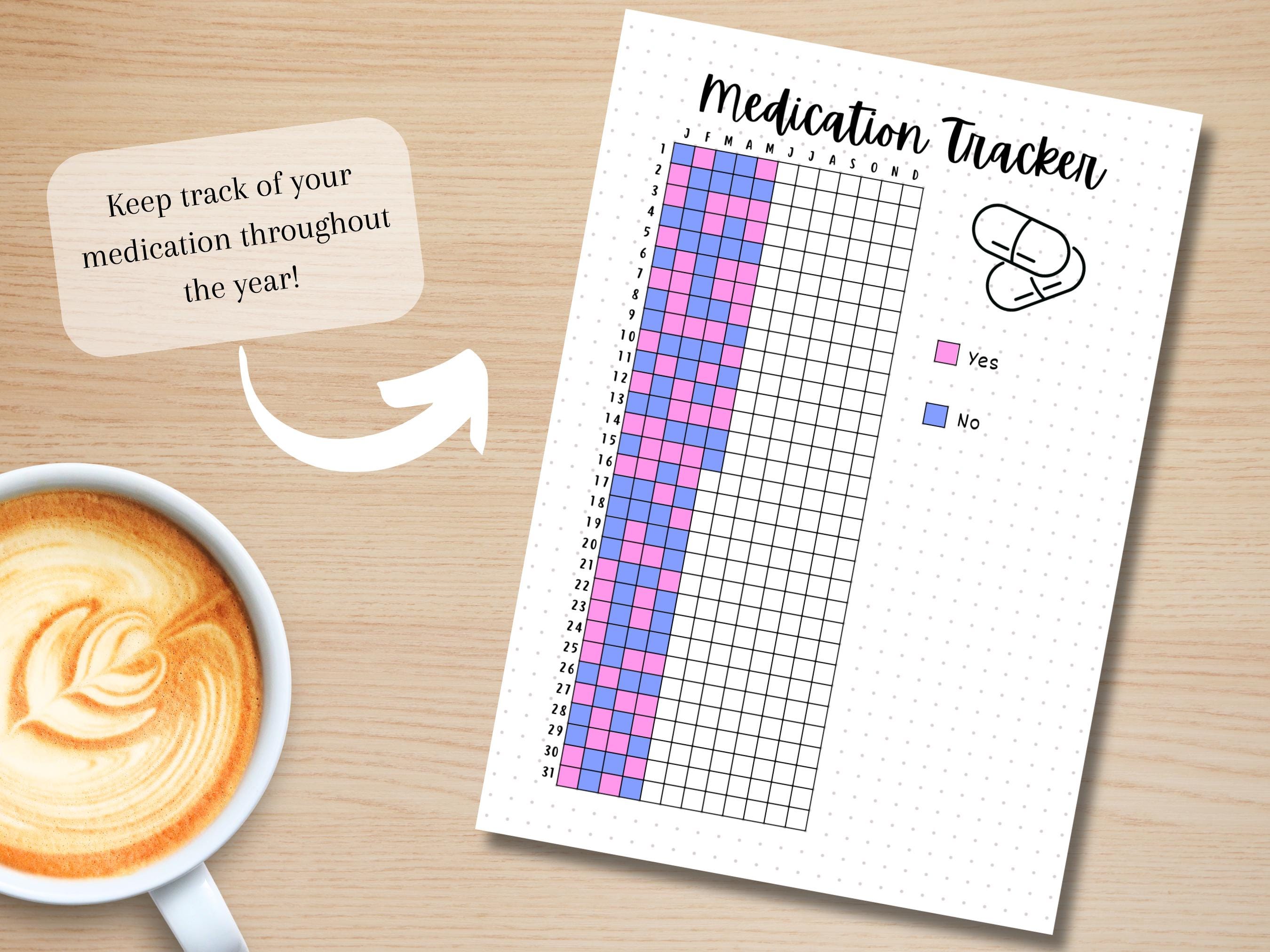Medication Yearly Tracker - PRINTABLE Journal Page - Medication Tracker ...