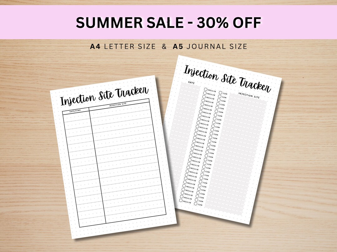 Injection Site Tracker PRINTABLE Journal Page Diabetic Tracker Diabetes ...