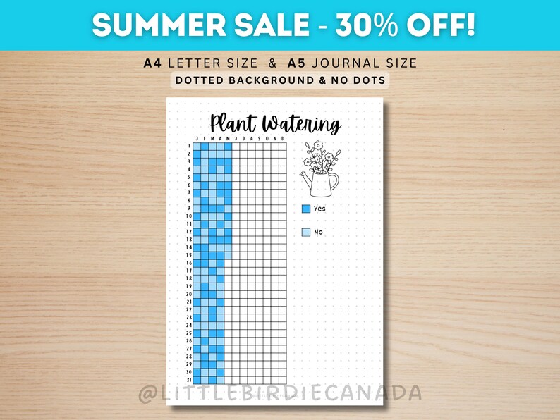 Plant Watering Tracker Yearly - PRINTABLE Journal Page - Planner Page ...