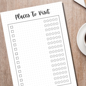 Places to Visit - PRINTABLE Journal Page - Planner Page - Travel List ...