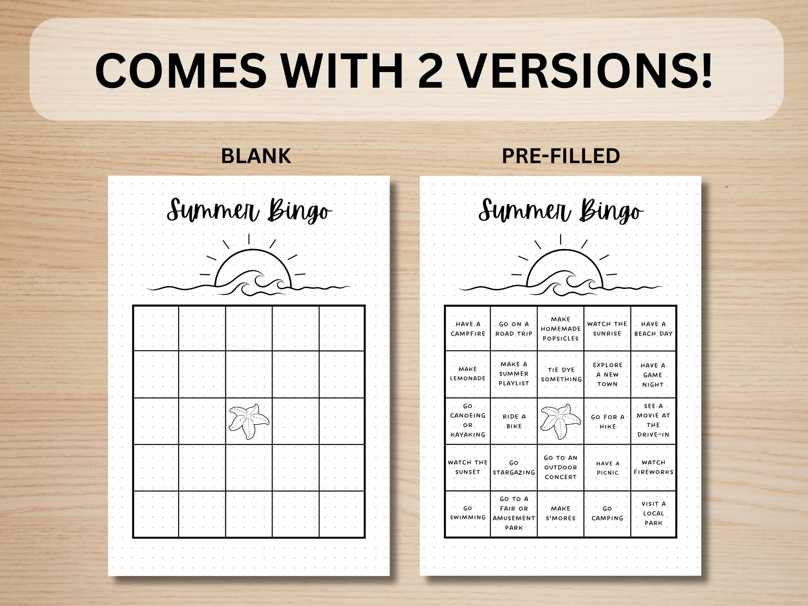Summer Bingo Game - Summer Activities - PRINTABLE Journal Page ...
