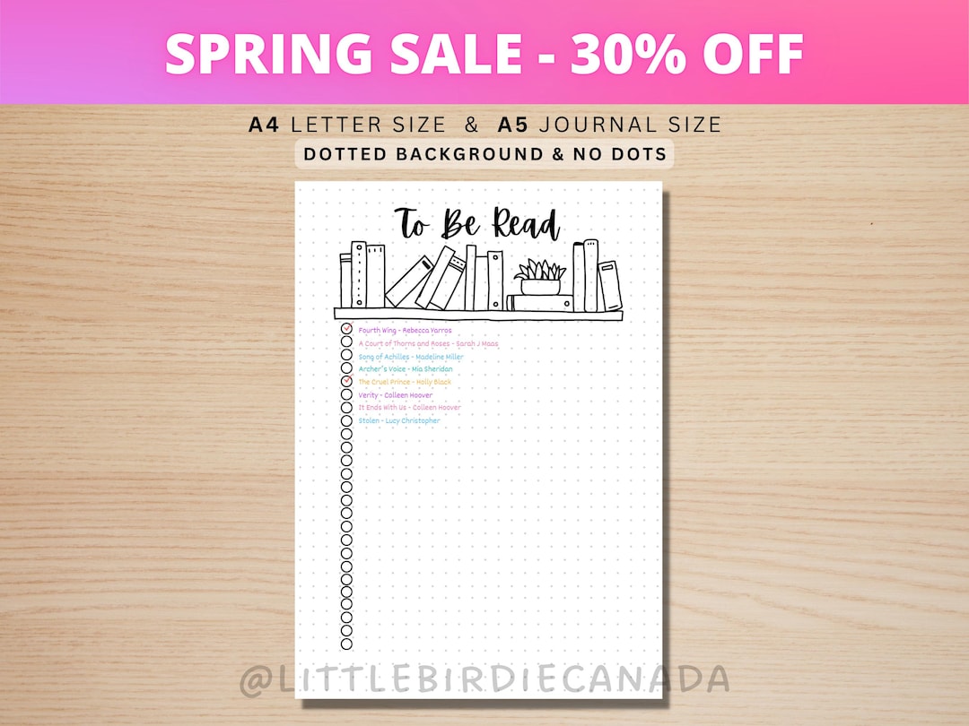 To Be Read - TBR List - PRINTABLE Journal Page - Book Journal Page ...