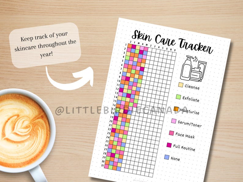 Skin Care Tracker - PRINTABLE Journal Page - Beauty Routine - Skincare ...