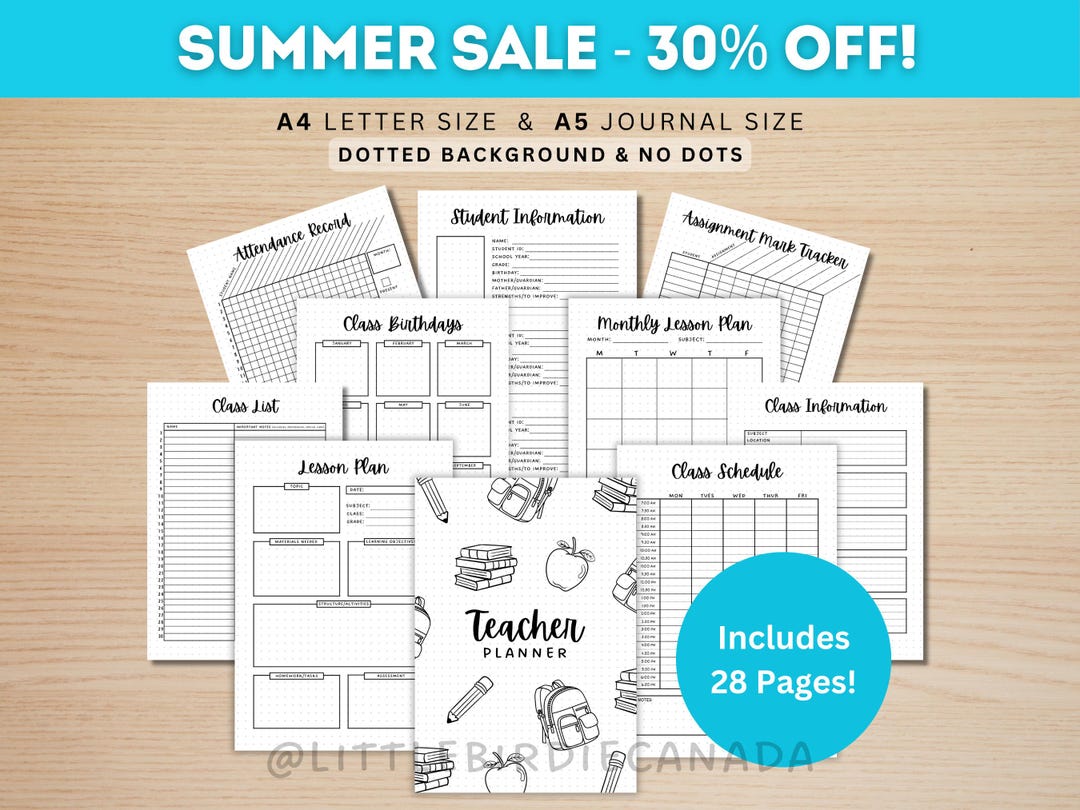 Teacher Planner Bundle - PRINTABLE Teacher Journal Pages - Teacher ...