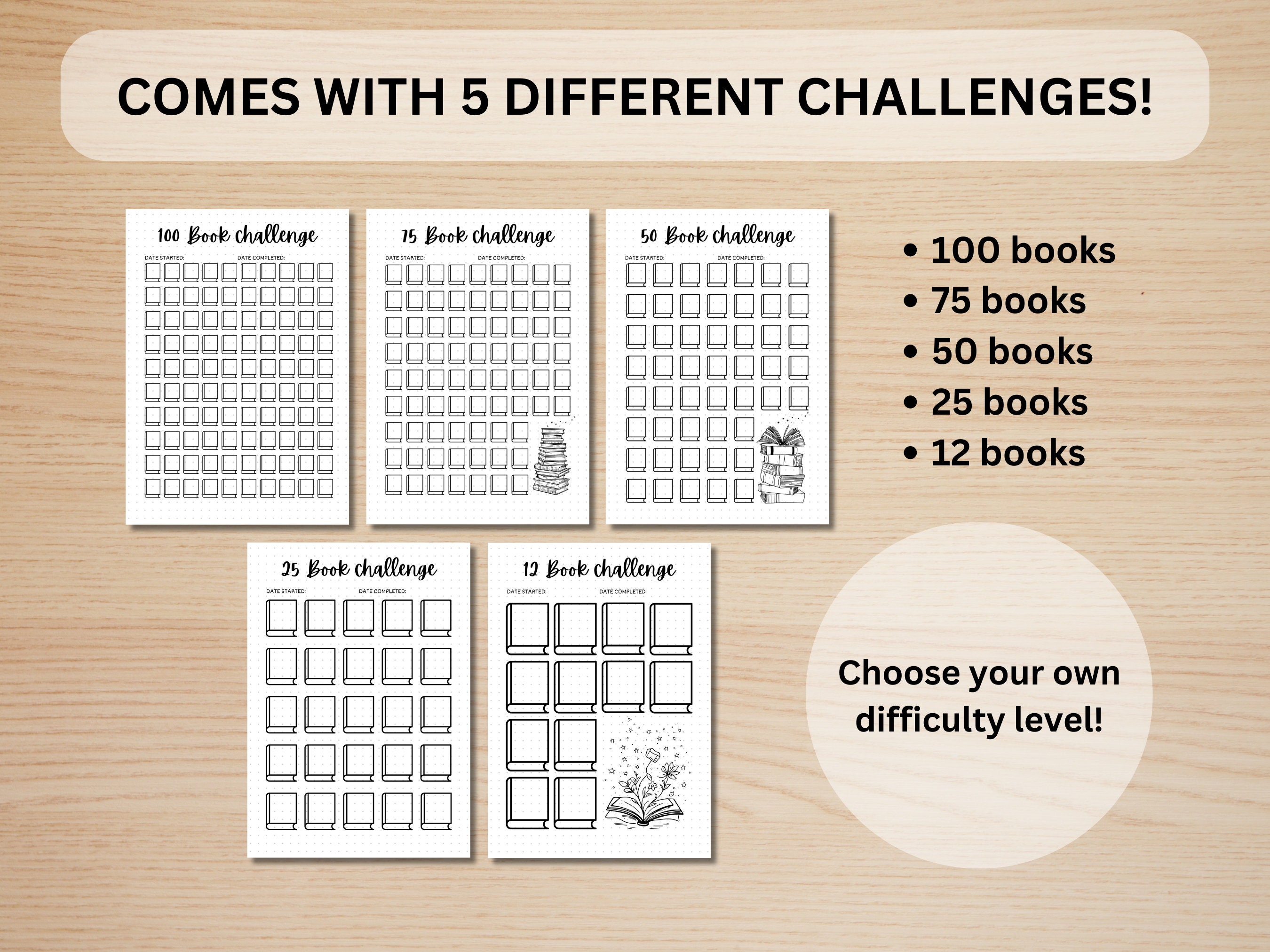 Reading Challenge Bundle - PRINTABLE Journal Page - Reading Tracker ...