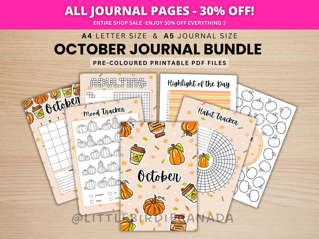 October Journal Bundle - Pumpkin Spice - PRINTABLE Journal Pages - PRE ...