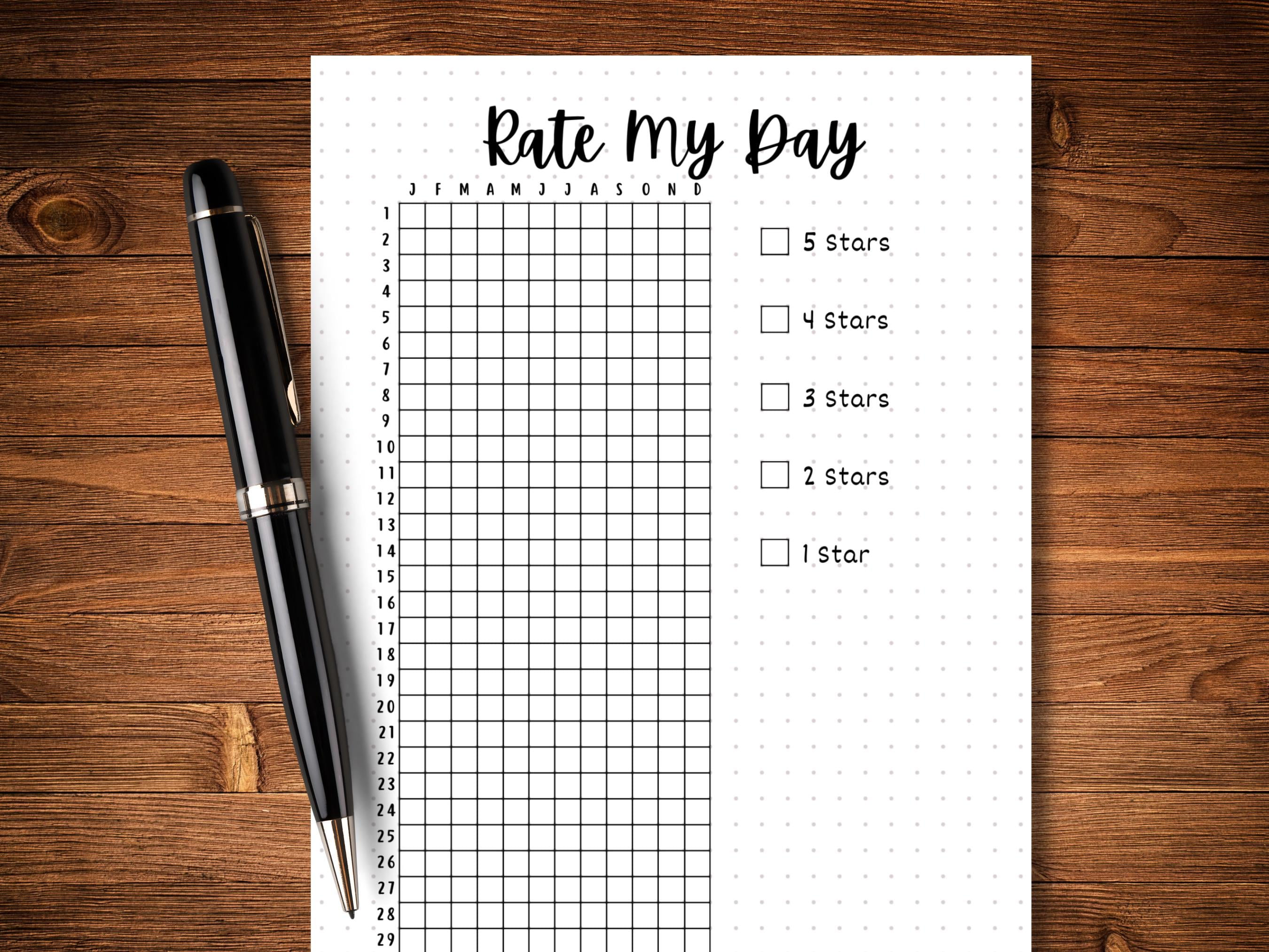 Rate My Day - PRINTABLE Journal Page - Printable Planner Page - Daily ...
