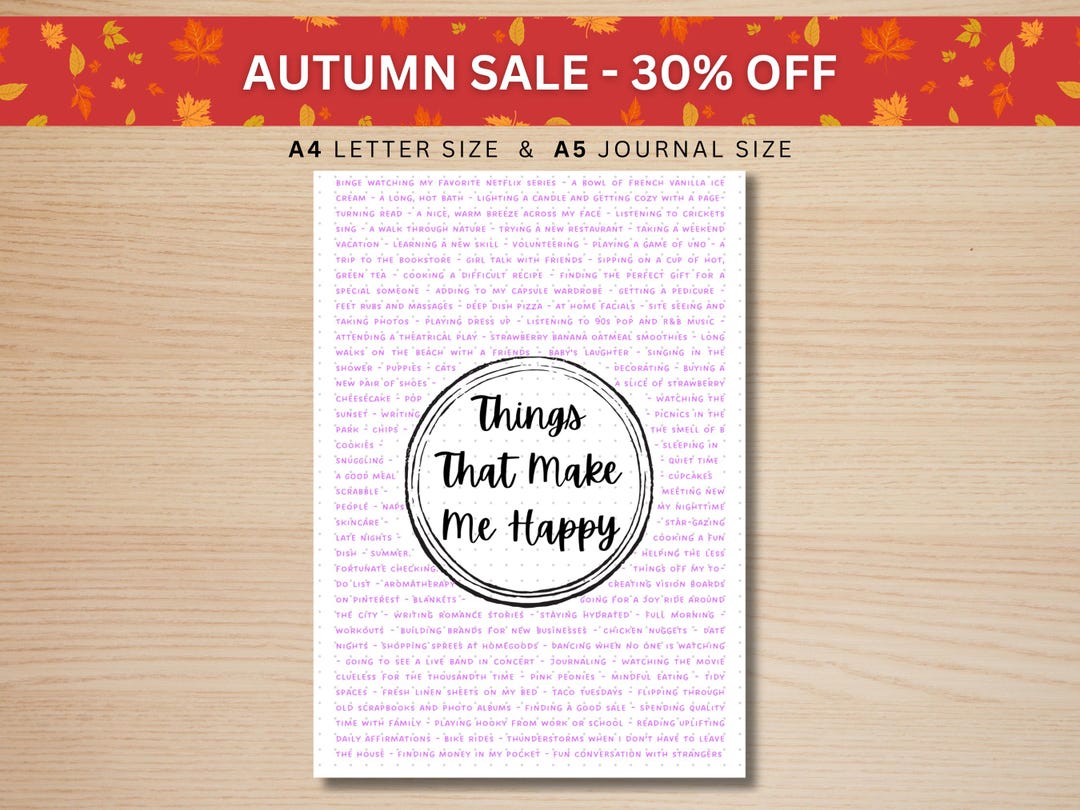 Things That Make Me Happy PRINTABLE Journal Page Planner Page About Me ...