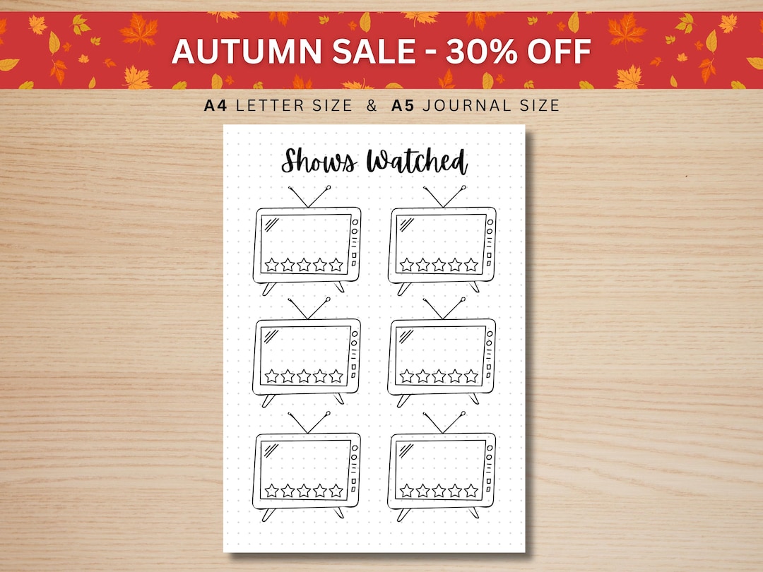 Buy Shows Watched Tracker PRINTABLE Journal Page Planner Page TV ...