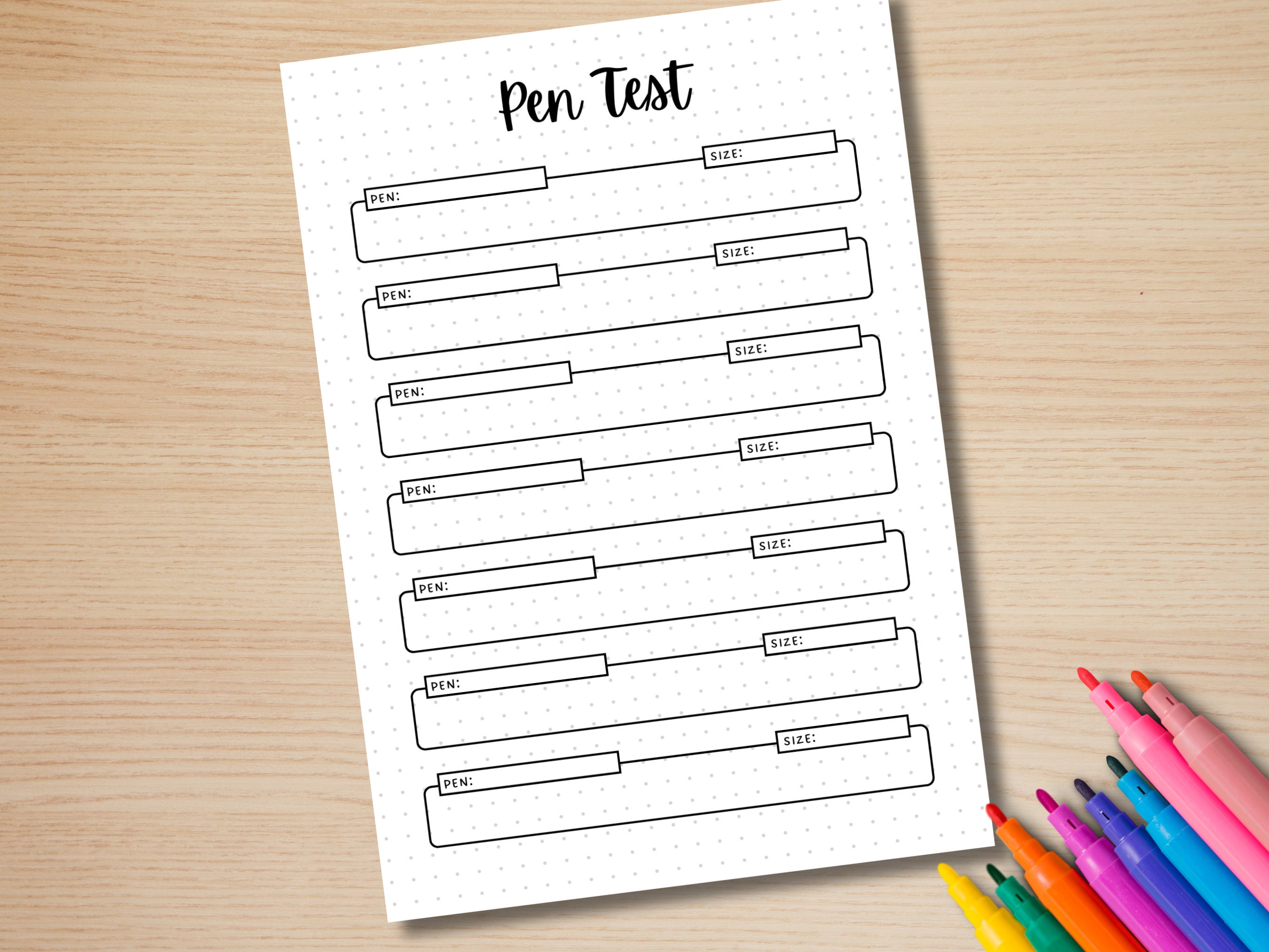 Pen Test - A5 Journal Page - PRINTABLE Journal Page - Pen Tracker - Pen ...