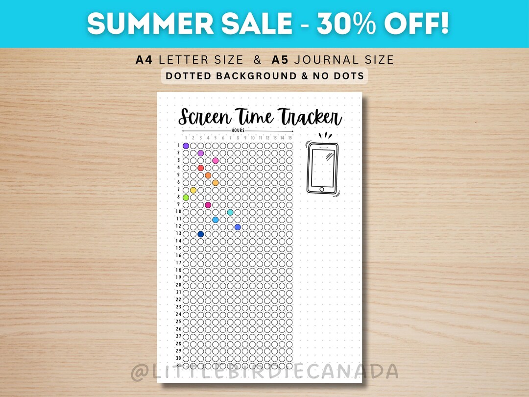 Screen Time Tracker Monthly - PRINTABLE Journal Page - Planner Page - Monthly Tracker - Habit ...