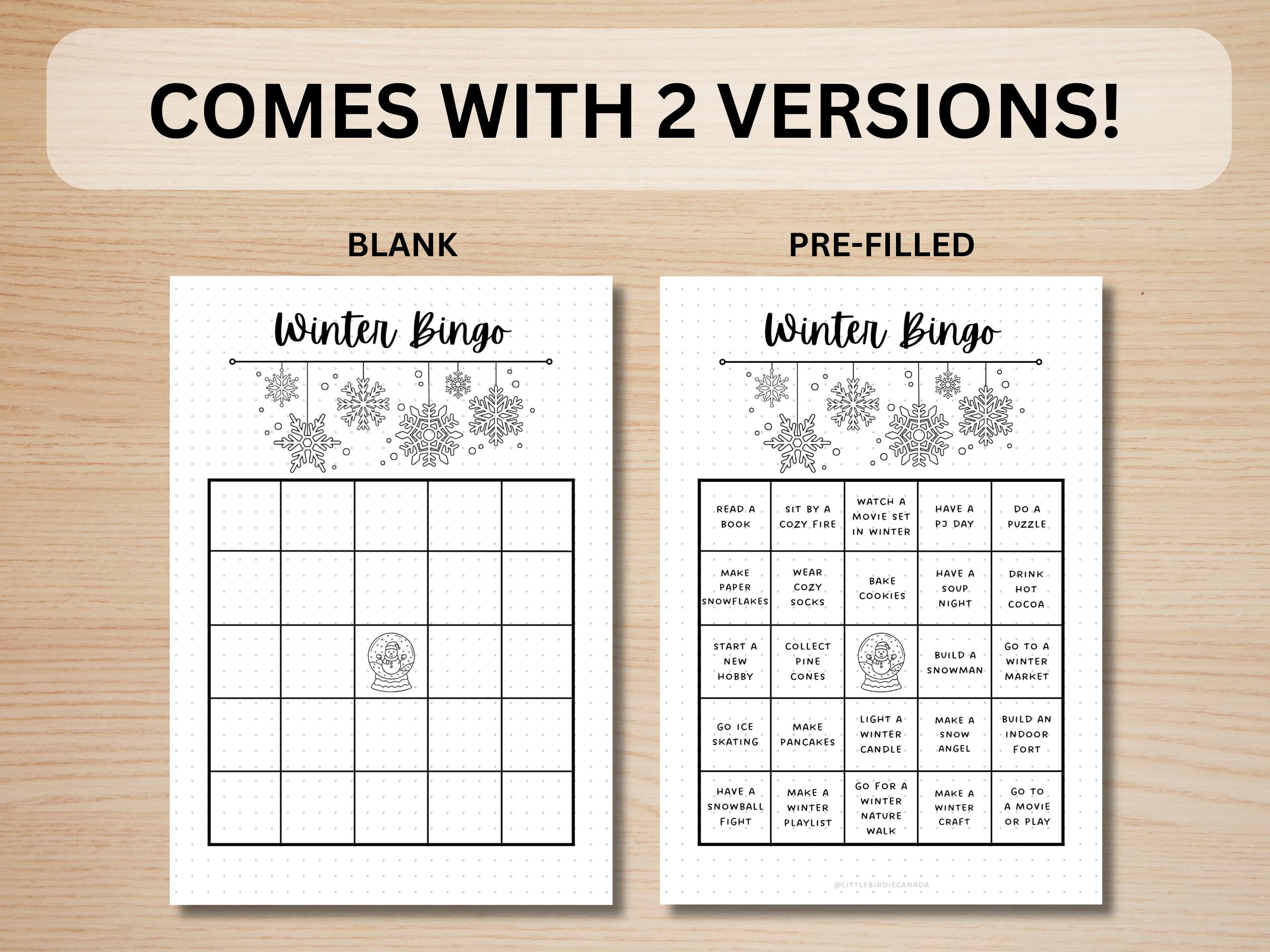 Winter Bingo Game - Winter Activities - PRINTABLE Journal Page ...