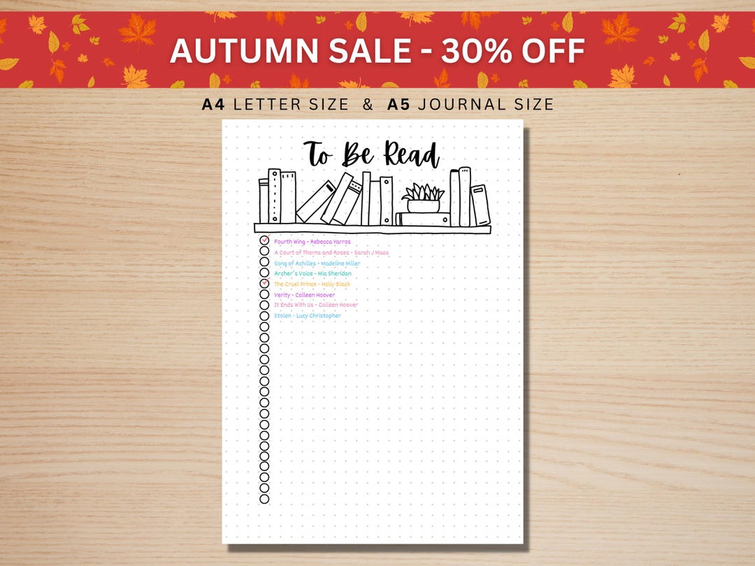To Be Read TBR List PRINTABLE Journal Page Book Journal Page Book ...
