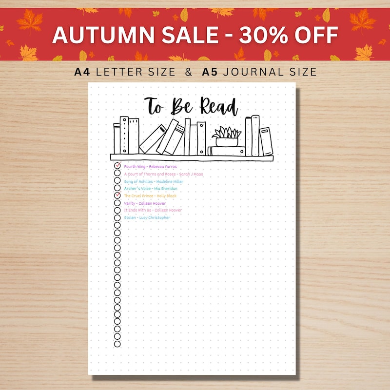 Printable Tbr List - Etsy