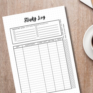 Study Log - PRINTABLE Journal Page - Student Journal - Student Planner ...