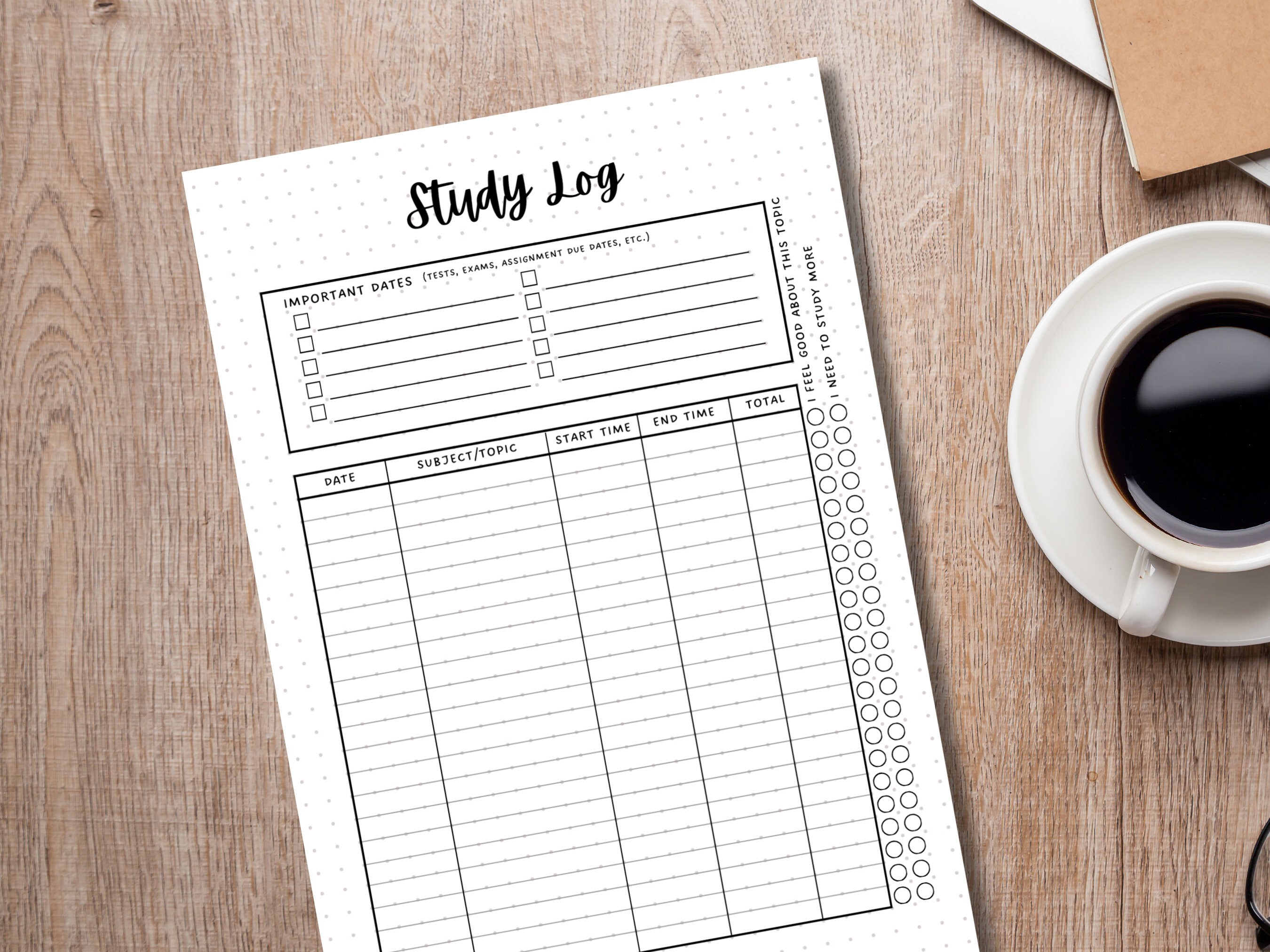 Study Log - PRINTABLE Journal Page - Student Journal - Student Planner ...