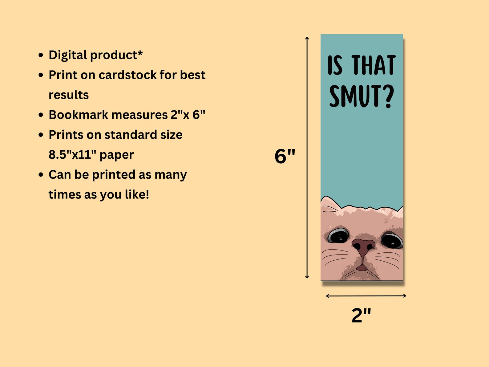 Printable Bookmark Smut Bookmark Printable Funny Bookmark Cat Bookmark ...