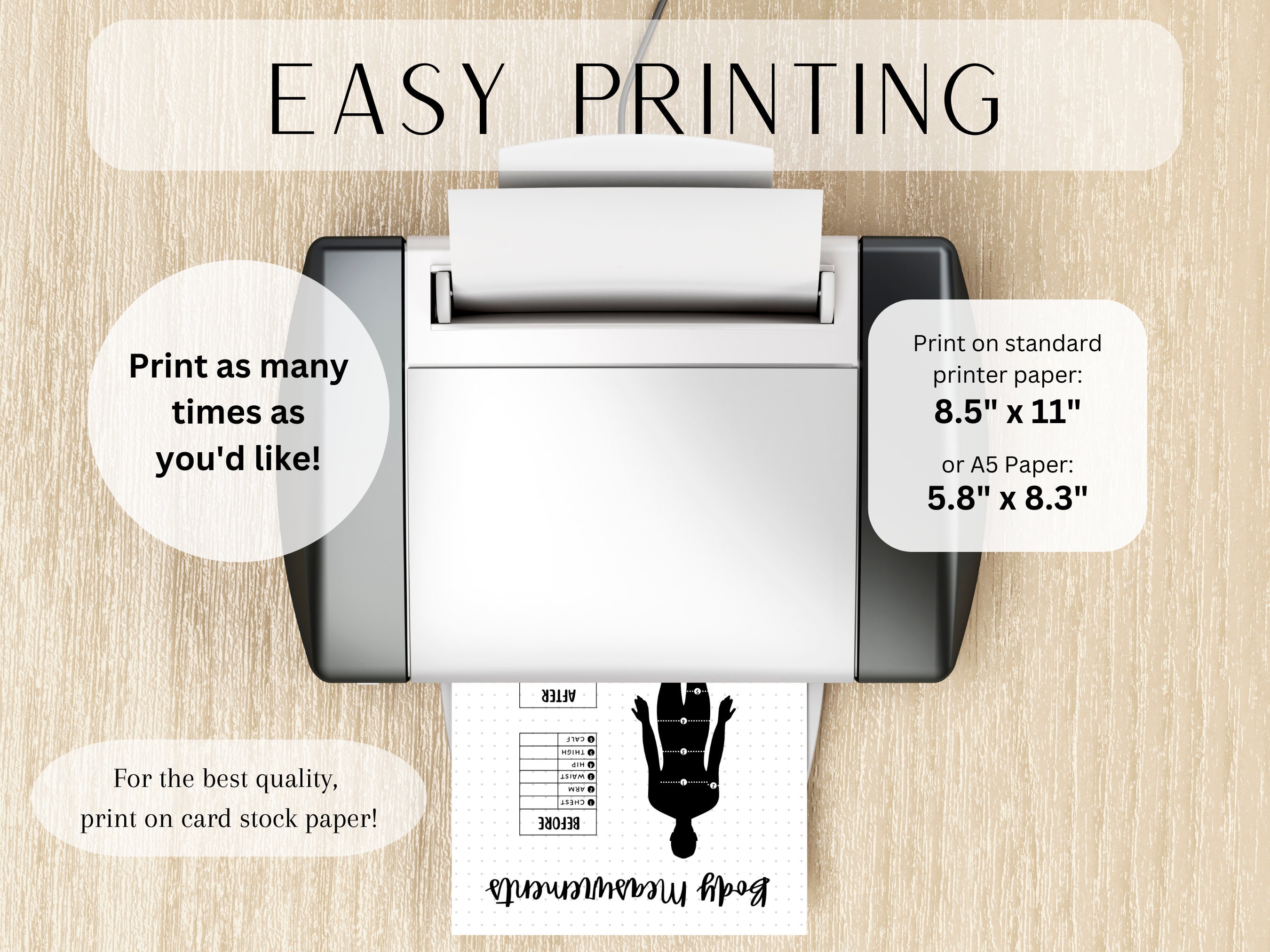 Body Measurements Tracker - PRINTABLE Journal Page - Planner Page ...