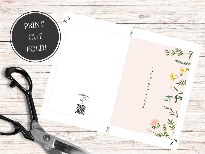 Printable Birthday Card Floral Birthday Card Flower Birthday - Etsy