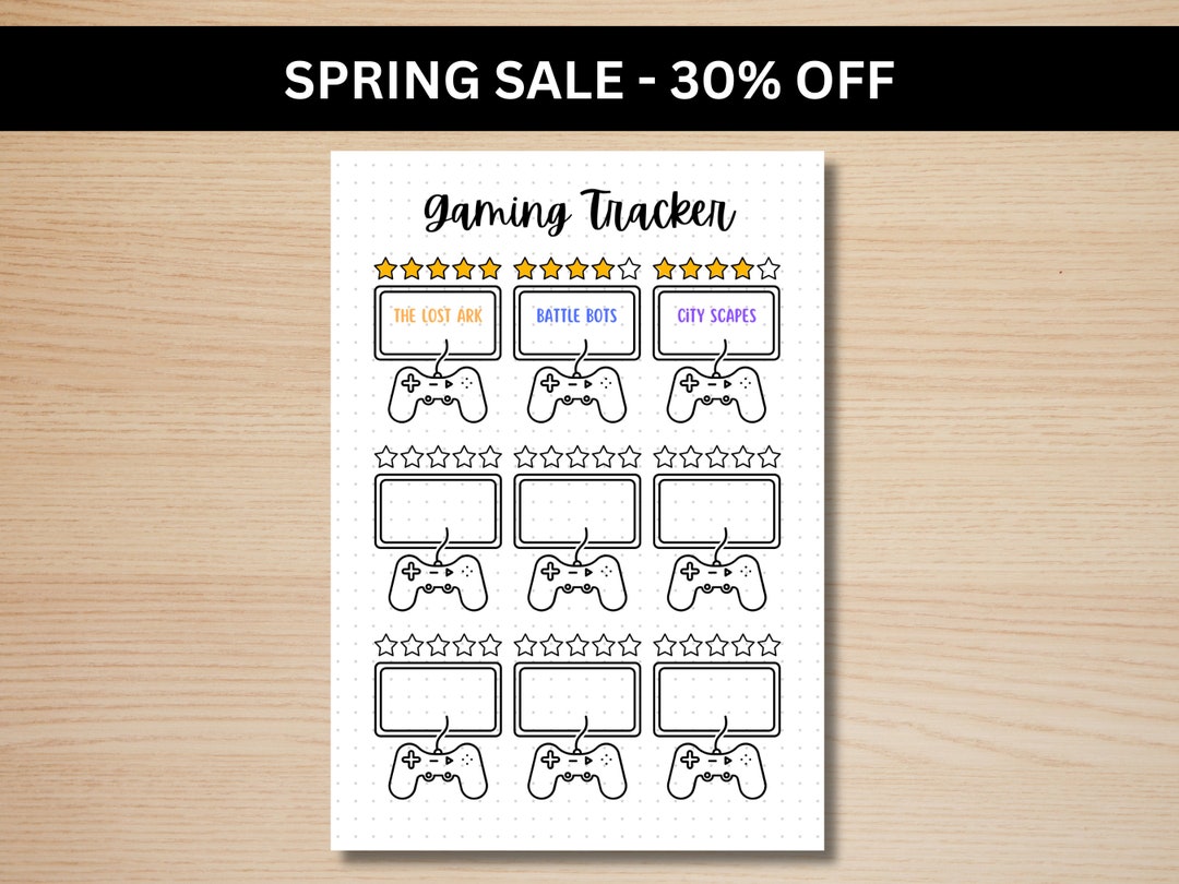 Video Gaming Tracker A5 Journal Page PRINTABLE Monthly Tracker Video ...