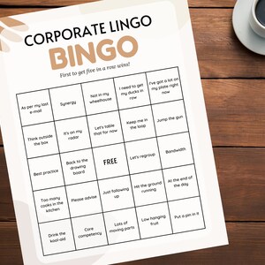 Corporate Lingo Bingo Work Bingo Networking Bingo Workplace Bingo Work ...