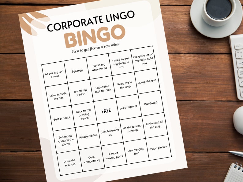 Corporate Lingo Bingo Work Bingo Networking Bingo Workplace - Etsy