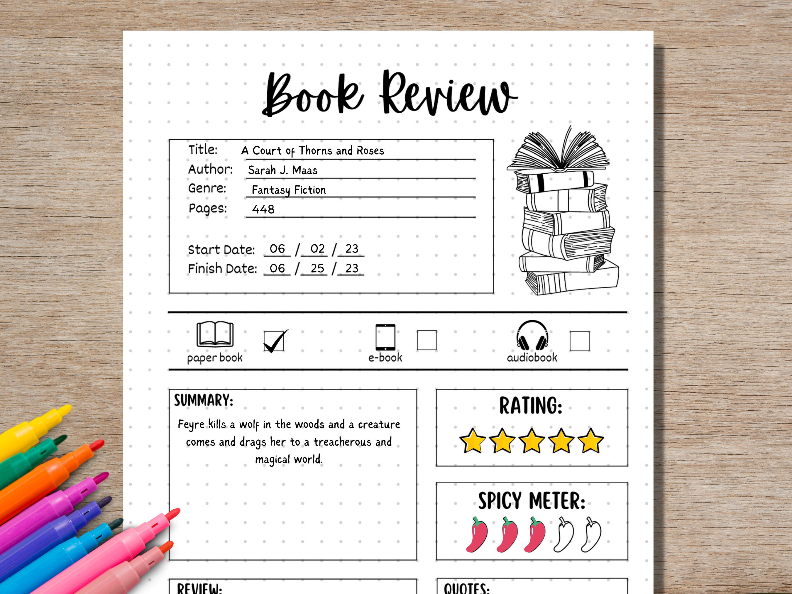Book Review - PRINTABLE Journal Page - Planner Page - Bookclub Book ...