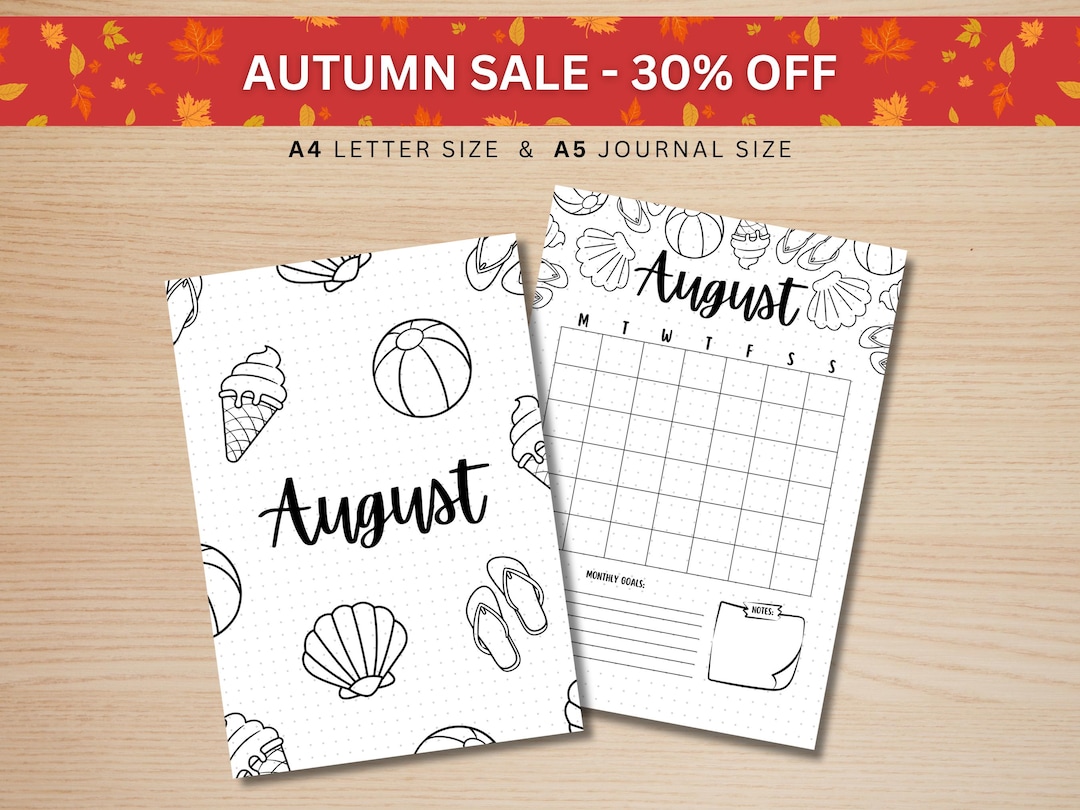 August Title Page August Calendar PRINTABLE Calendar Printable Title ...