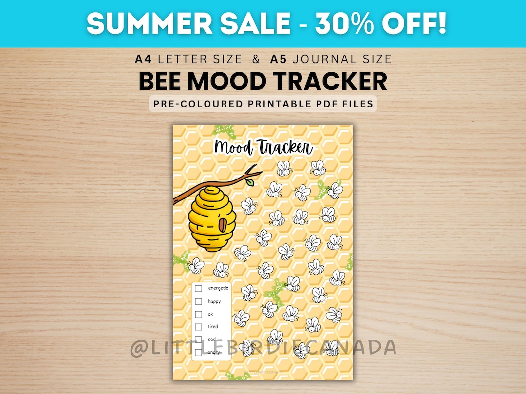 Bee Mood Tracker - PRINTABLE Journal Page - Colored Journal Page - Etsy