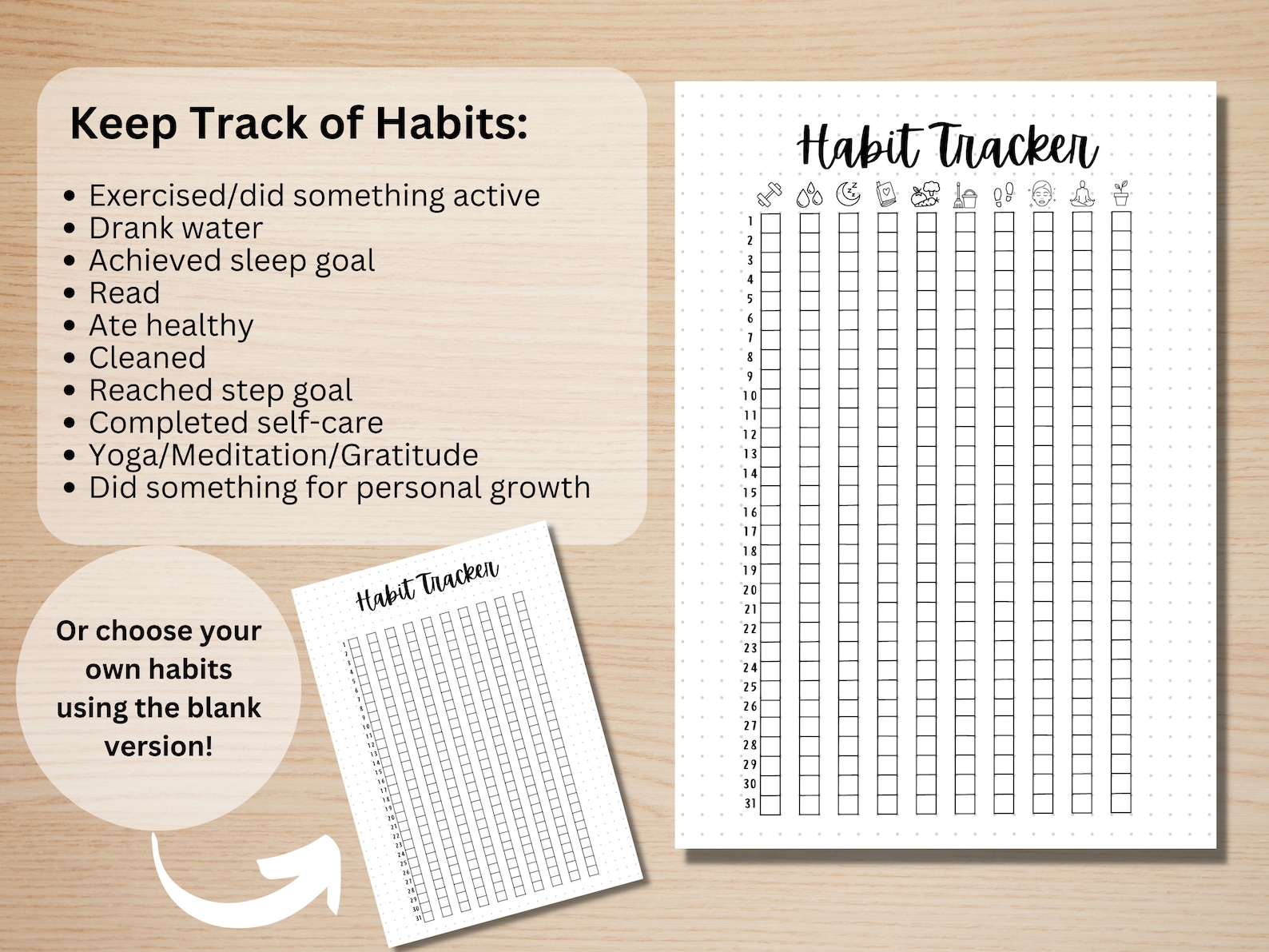 Habit Tracker - PRINTABLE Journal Page - Monthly Tracker - Monthly Goal ...