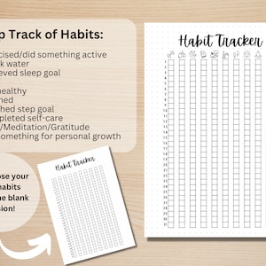 Habit Tracker - PRINTABLE Journal Page - Monthly Tracker - Monthly Goal ...