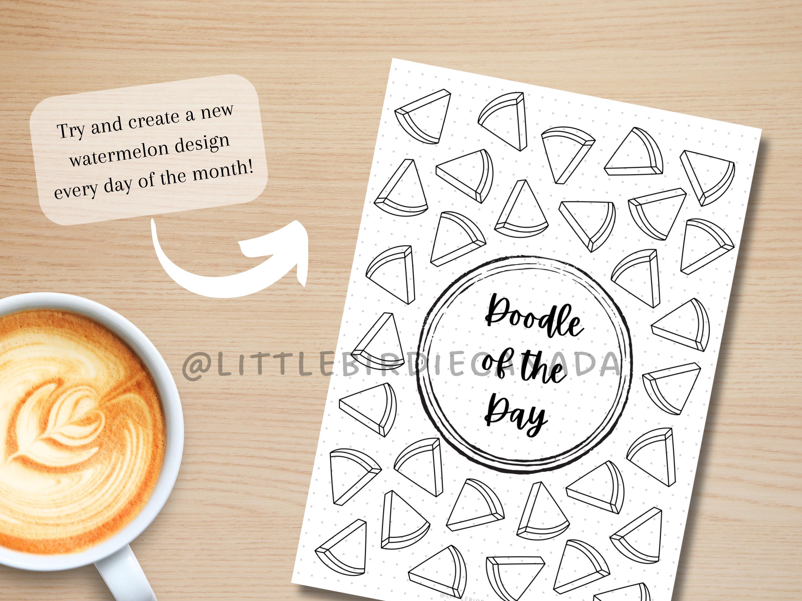 Watermelon Doodle of the Day - PRINTABLE Journal Page - Planner Page ...
