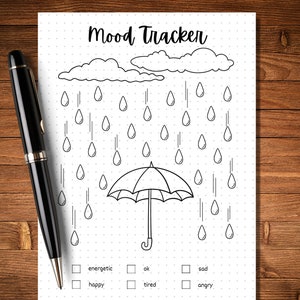 Rain Mood Tracker - PRINTABLE Journal Page - Planner Page - Feelings ...