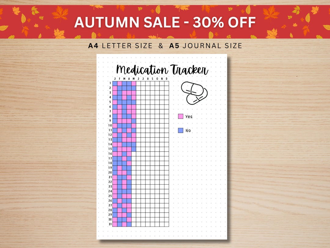Medication Yearly Tracker PRINTABLE Journal Page Medication Tracker ...