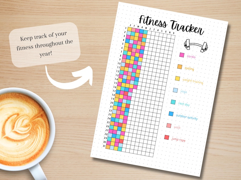Fitness Tracker - PRINTABLE Journal Page - Exercise Tracker - Yearly ...