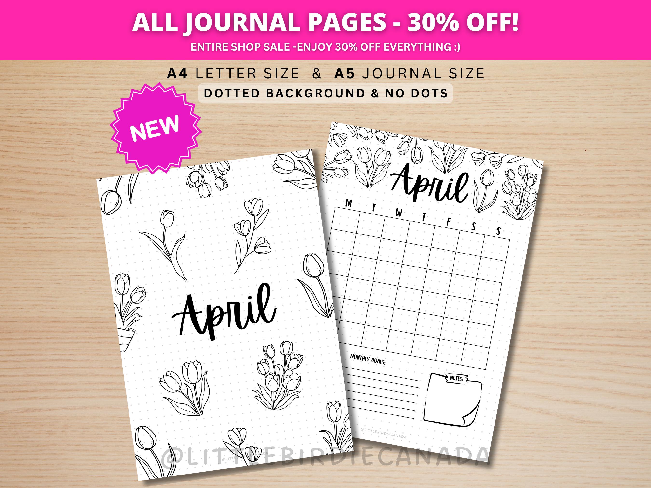 April Title Page and Calendar - PRINTABLE Calendar - Tulip Theme ...