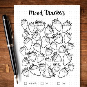Strawberry Mood Tracker - PRINTABLE Journal Page - Planner Page ...