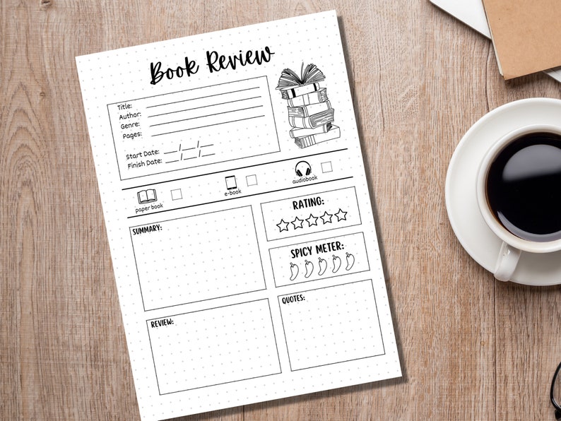 Book Review - PRINTABLE Journal Page - Planner Page - Bookclub Book ...