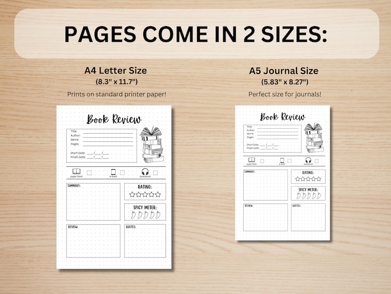 Book Review - PRINTABLE Journal Page - Planner Page - Bookclub Book ...