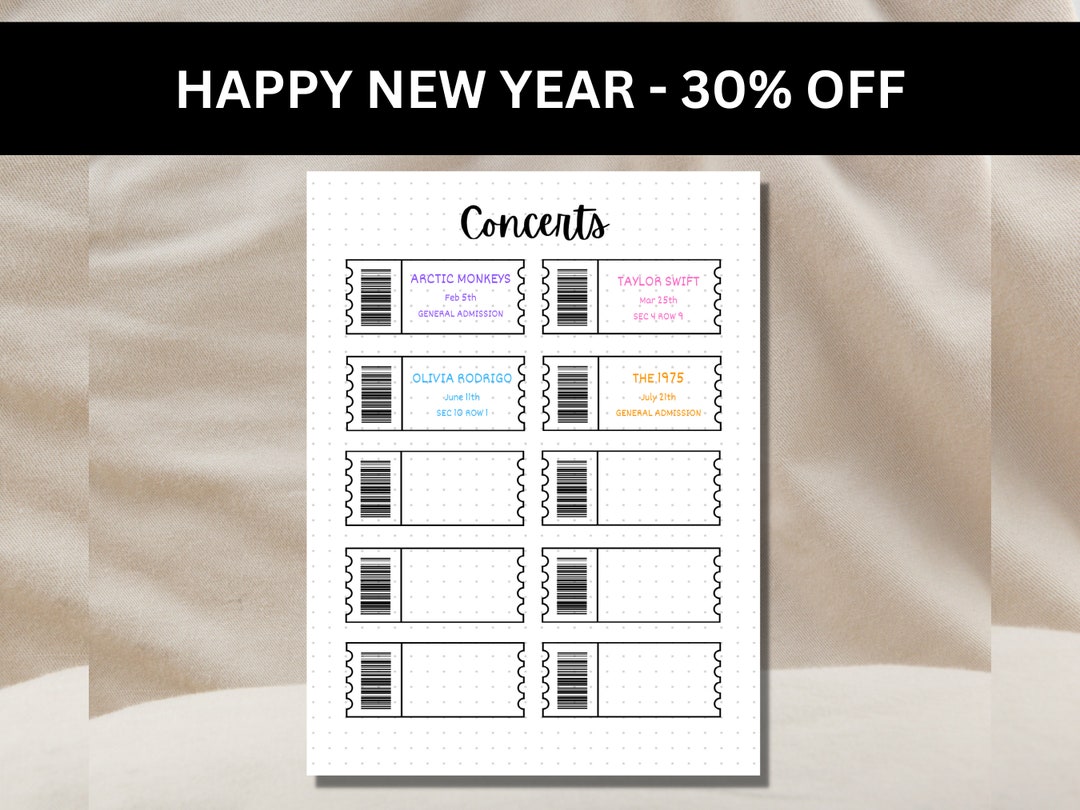 Concert Tracker A5 Journal Page PRINTABLE Tracker Concert Log Concert ...