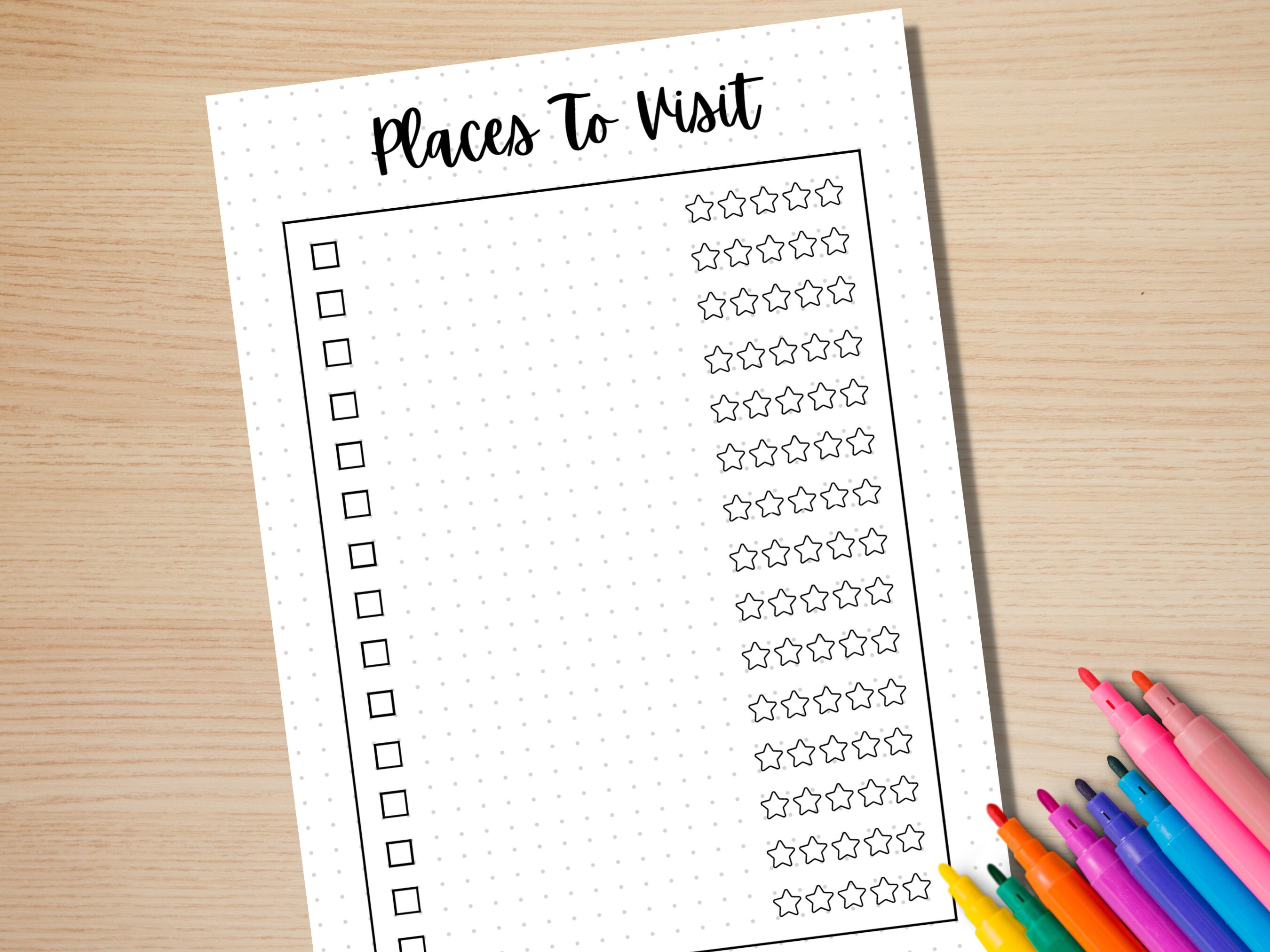 Places to Visit - PRINTABLE Journal Page - Planner Page - Travel List ...