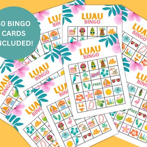 Luau Bingo Cards Hawaiian Bingo Aloha Bingo Luau Party Games Luau ...