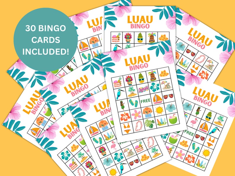 Luau Bingo Cards Hawaiian Bingo Aloha Bingo Luau Party Games - Etsy