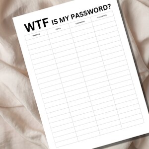 WTF is My Password Tracker - Password Log - Password Organizer ...