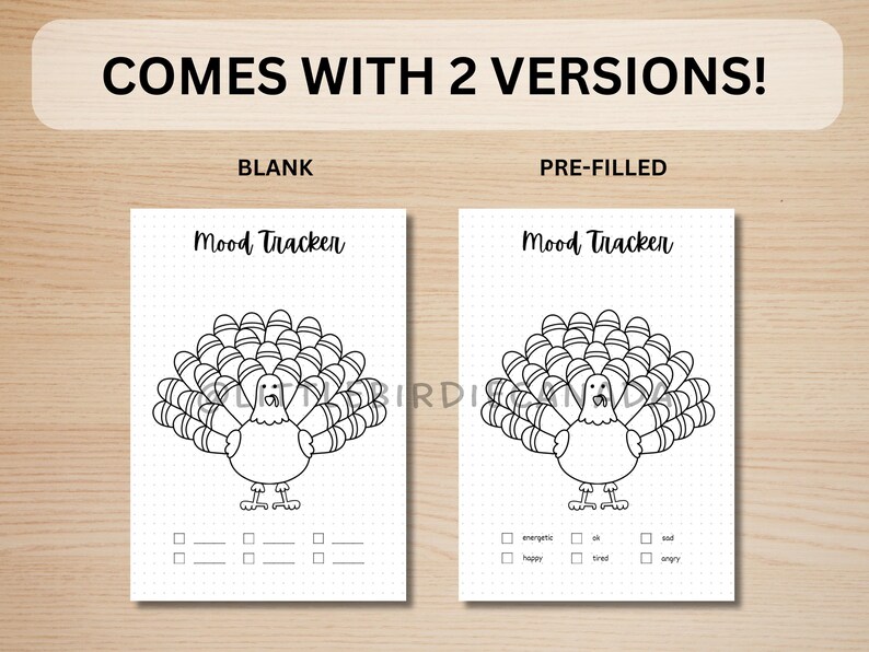 Turkey Mood Tracker - PRINTABLE Journal Page - Planner Page - Feeling ...