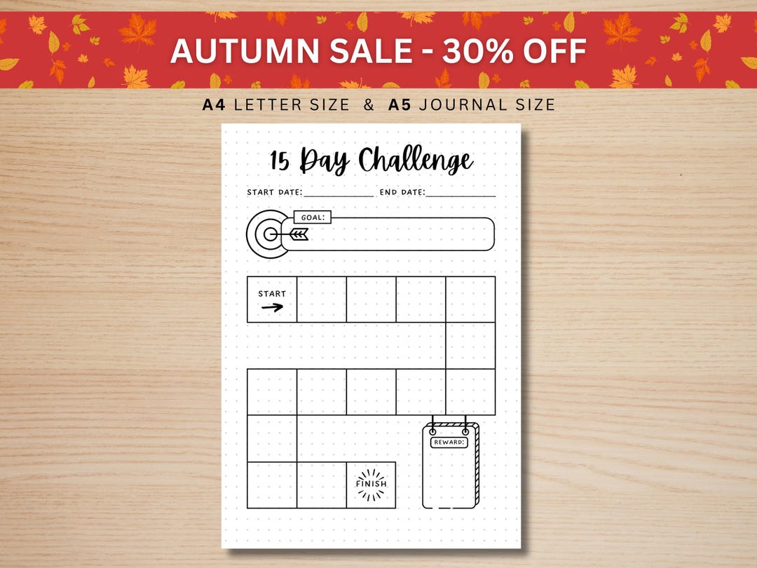 15 Day Challenge PRINTABLE Journal Page Choose Your Challenge 15 Day ...